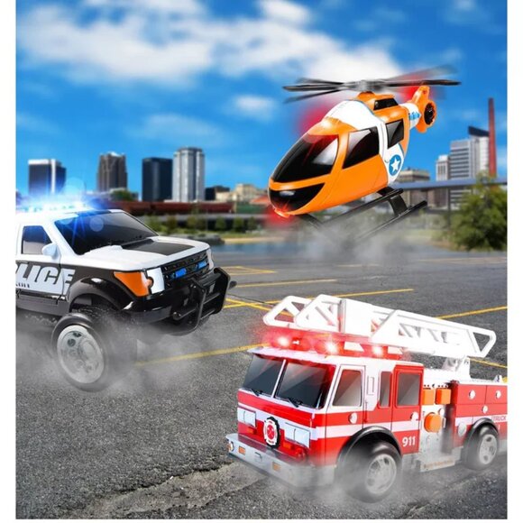 Sunny Days | Toys | Maxx Action Fire Rescue Vehicle Toy Set Police Car ...